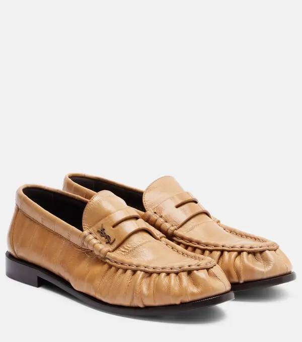 Saint Laurent Eel Leather Penny Loafers - Beige