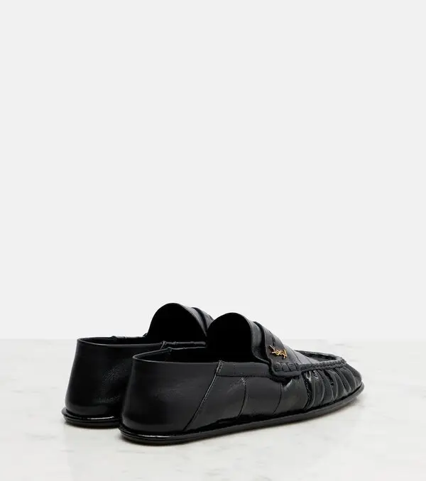 Saint Laurent Eel Leather Penny Loafers - Black