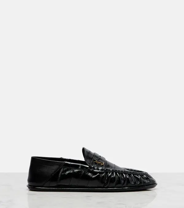 Saint Laurent Eel Leather Penny Loafers - Black
