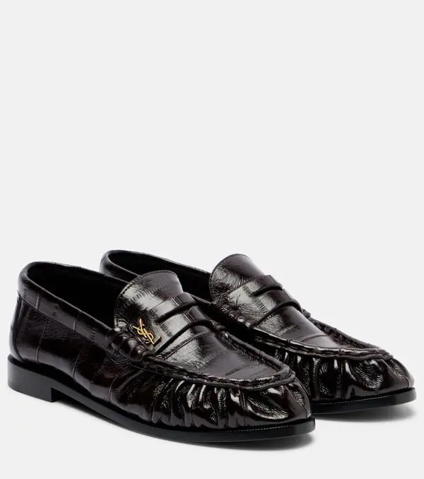 Saint Laurent Eel Leather Penny Loafers - Brown