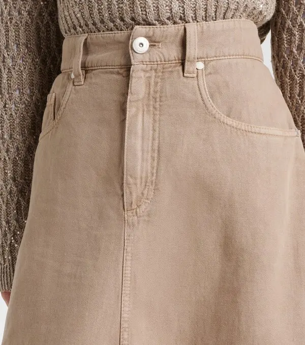 Brunello Cucinelli Cotton And Linen Denim Midi Skirt