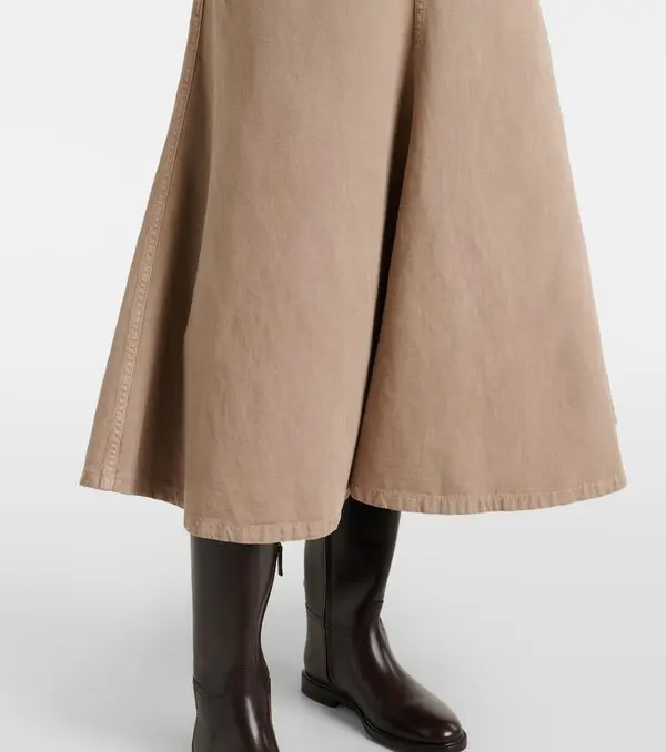 Brunello Cucinelli Cotton And Linen Denim Midi Skirt