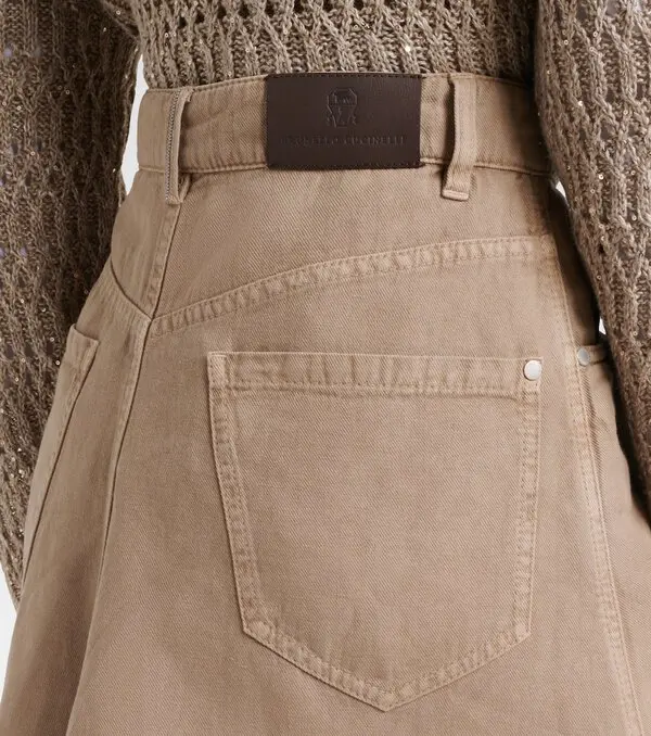 Brunello Cucinelli Cotton And Linen Denim Midi Skirt
