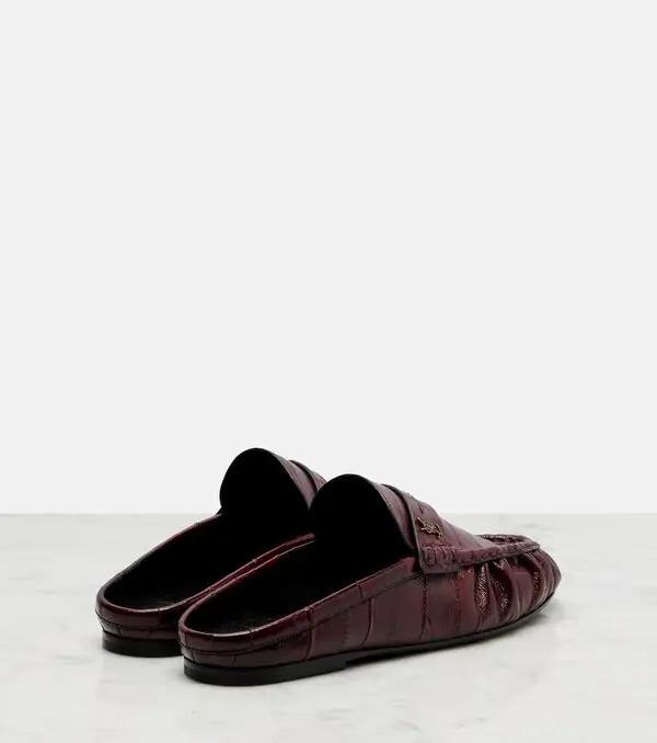 Saint Laurent Le Loafer Leather Mules - Burgundy