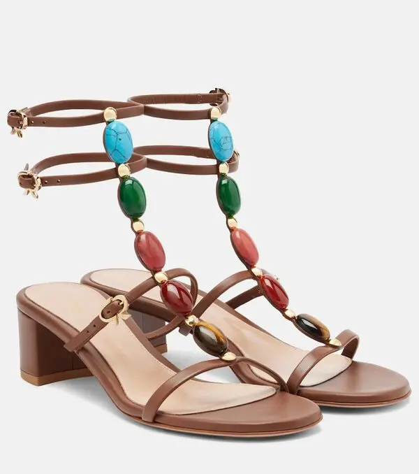 GIANVITO ROSSI Shanti 45 Leather Sandals - Brown
