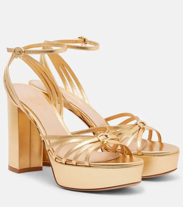 GIANVITO ROSSI Rita 70 Metallic Leather Platform Sandals