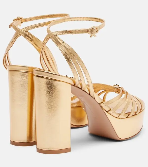 GIANVITO ROSSI Rita 70 Metallic Leather Platform Sandals