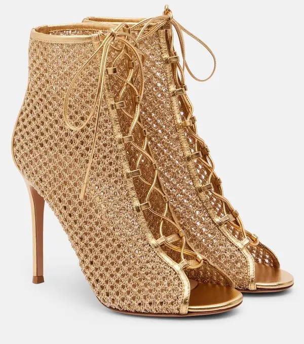 GIANVITO ROSSI 105 Metallic Leather-trimmed Sandals - Gold