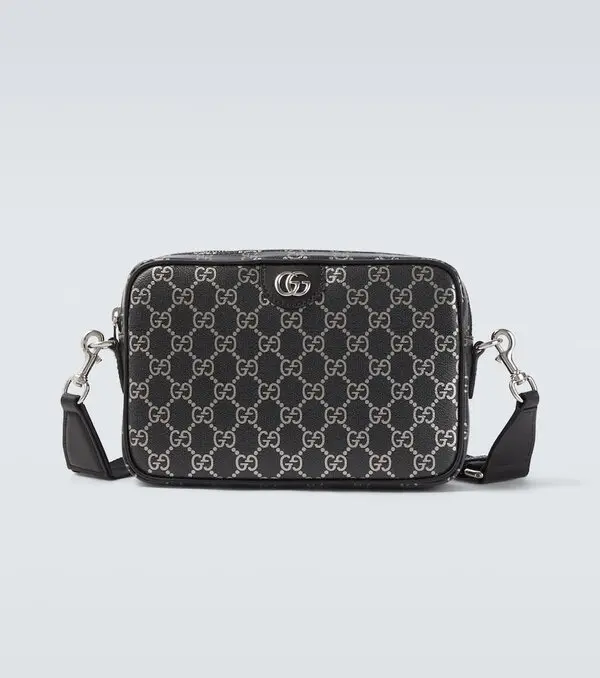 Gucci Gg Leather-trimmed Shoulder Bag - Black