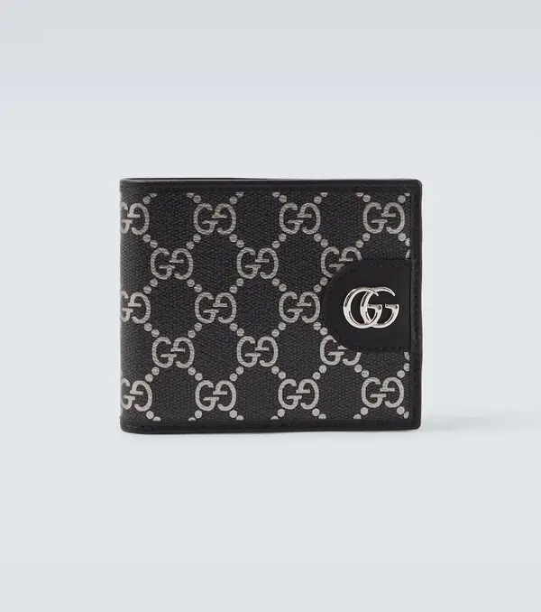 Gucci Gg Leather-trimmed Bifold Wallet - Black