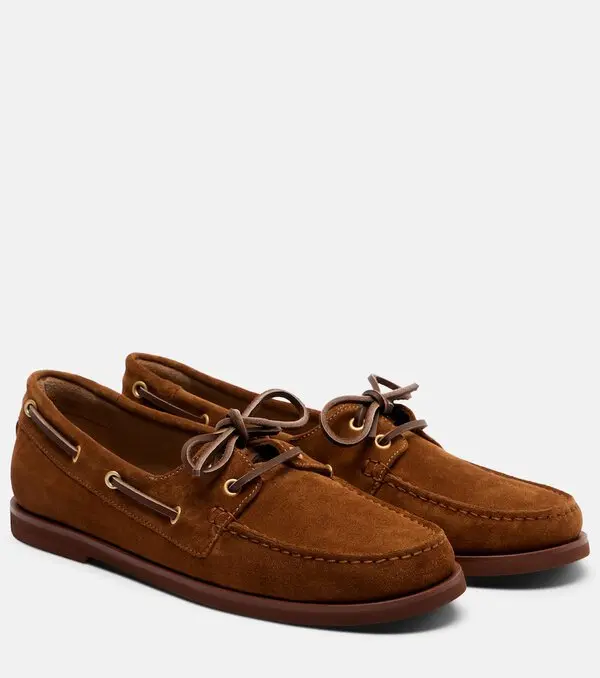GIANVITO ROSSI Vandee Suede Boat Shoes - Brown