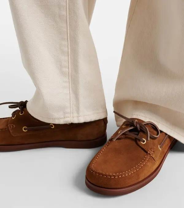 GIANVITO ROSSI Vandee Suede Boat Shoes - Brown