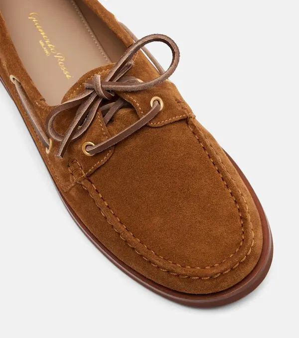 GIANVITO ROSSI Vandee Suede Boat Shoes - Brown