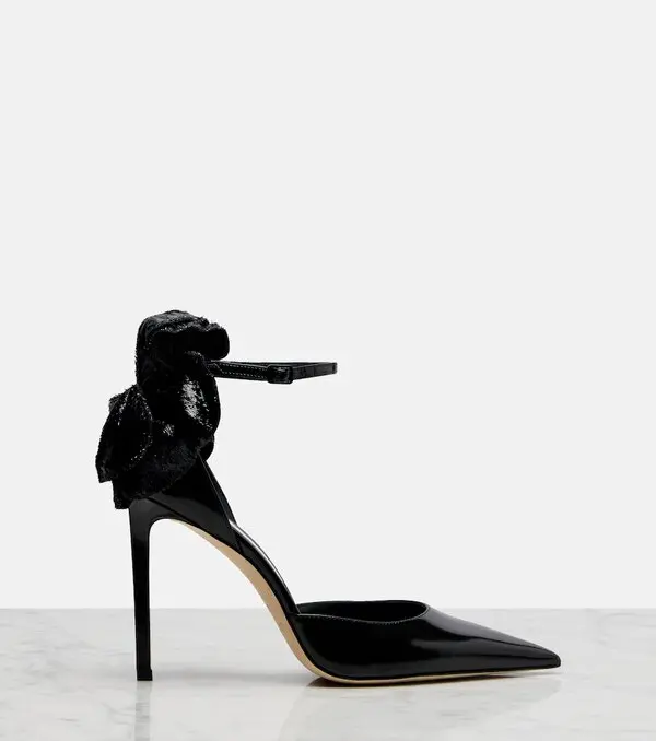 JIMMY CHOO Marja 100 Floral-appliqué Leather Pumps - Black