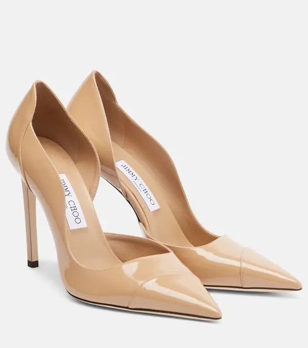 JIMMY CHOO Brigitte 100 Patent Leather Pumps - Beige
