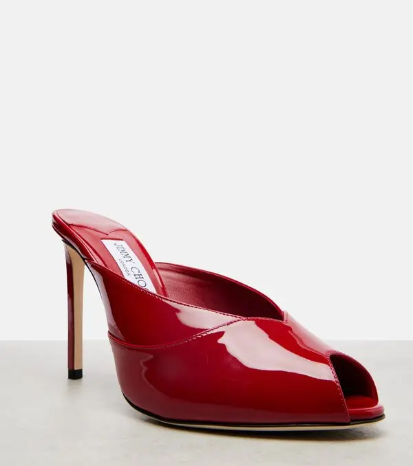 JIMMY CHOO Brigitte Patent Leather Mules - Red