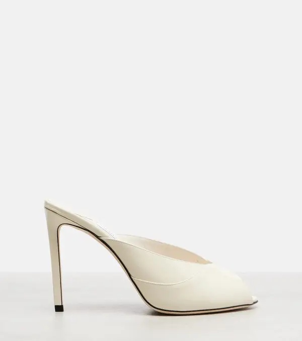 JIMMY CHOO Brigitte 100 Patent Leather Mules - White