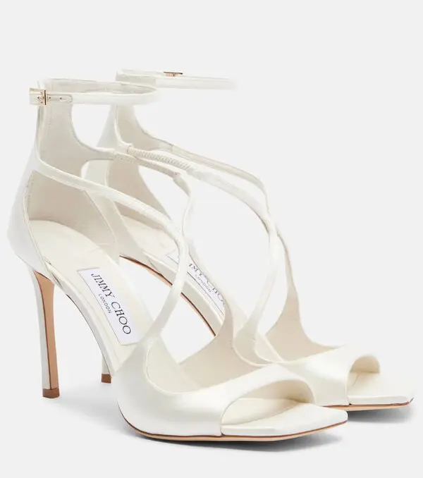 JIMMY CHOO Azia 95 Satin Sandals - White
