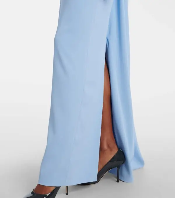 Rachel Gilbert Dion Caped Draped Gown - Blue