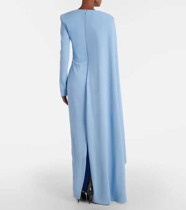 Rachel Gilbert Dion Caped Draped Gown - Blue
