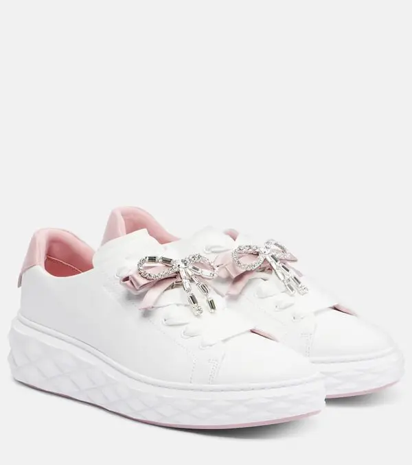 JIMMY CHOO Diamond Light Maxi Leather Sneakers - White