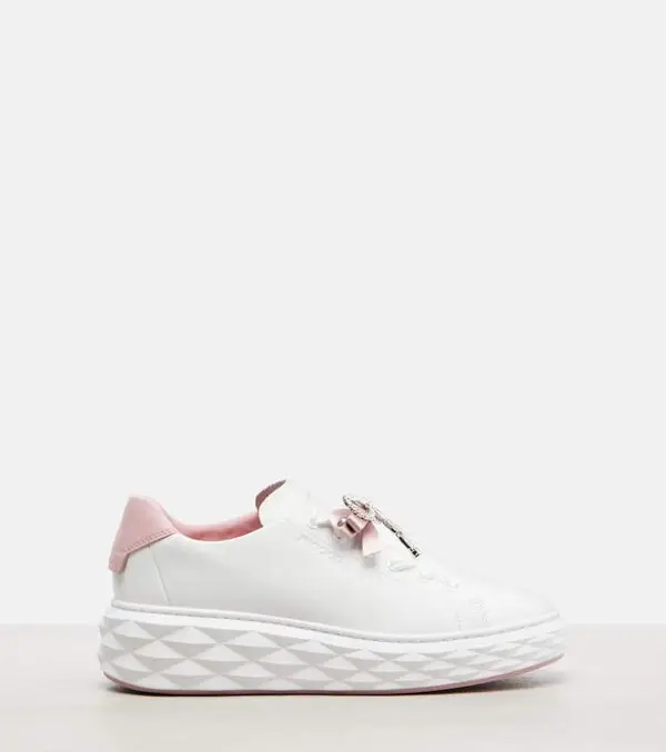 JIMMY CHOO Diamond Light Maxi Leather Sneakers - White