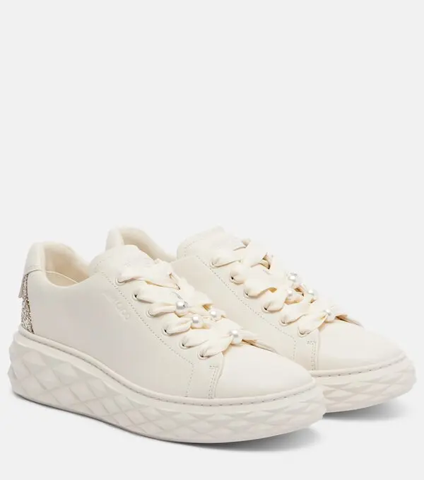JIMMY CHOO Diamond Light Maxi Leather Sneakers - White