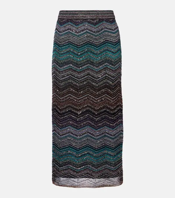 Missoni Zigzag Lamé Midi Skirt - Multicoloured