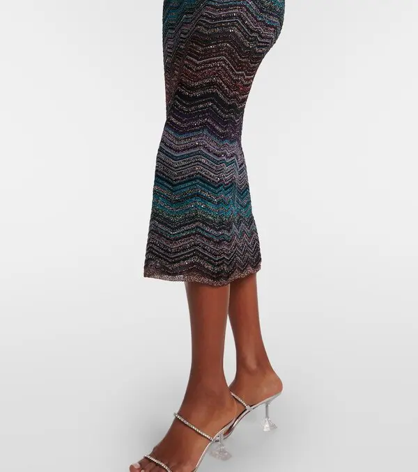 Missoni Zigzag Lamé Midi Skirt - Multicoloured