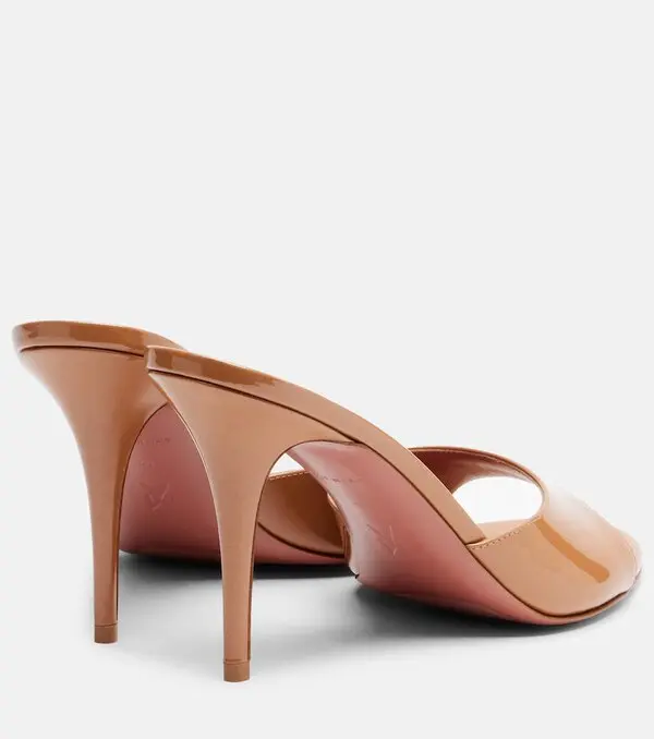 Amina Muaddi Elodie 90 Patent Leather Mules - Brown