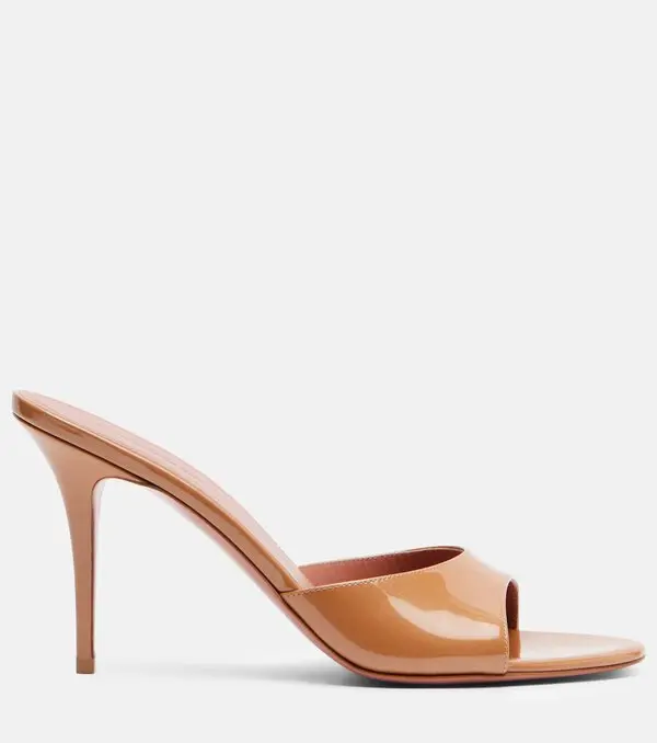 Amina Muaddi Elodie 90 Patent Leather Mules - Brown