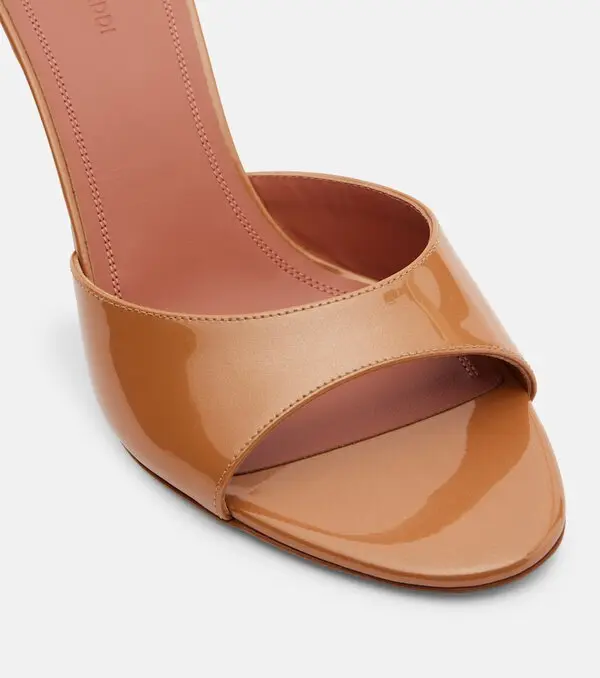 Amina Muaddi Elodie 90 Patent Leather Mules - Brown