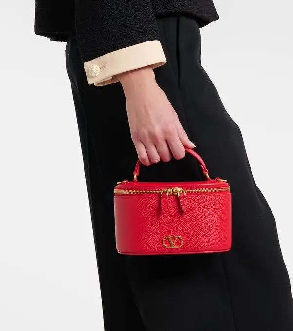 Valentino Garavani Vlogo Mini Leather Vanity Bag - Red