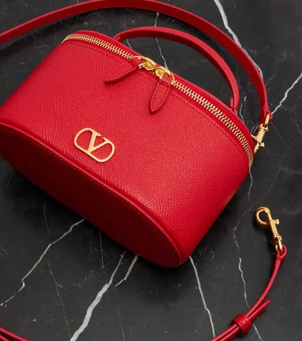 Valentino Garavani Vlogo Mini Leather Vanity Bag - Red