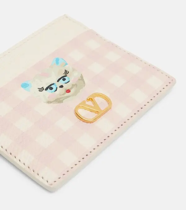 Valentino Garavani Vlogo Checked Leather Card Holder