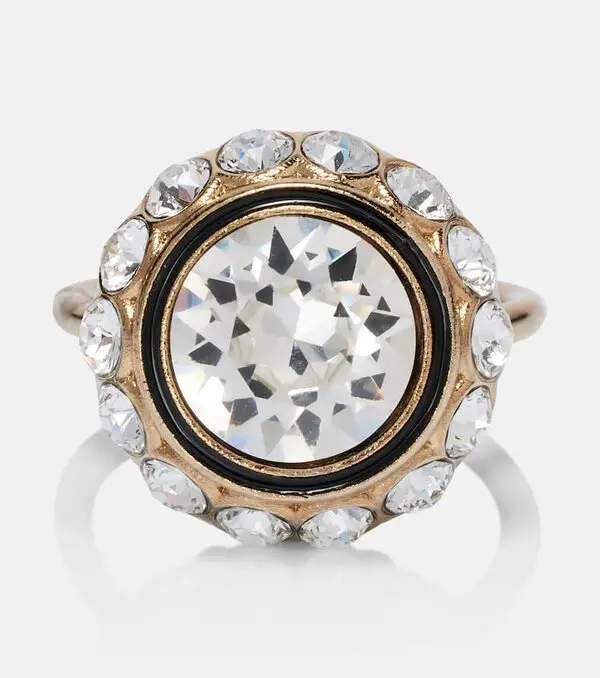 Valentino Garavani Vlogo Crystal-embellished Enamel Ring - Gold