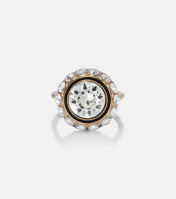 Valentino Garavani Vlogo Crystal-embellished Enamel Ring - Gold