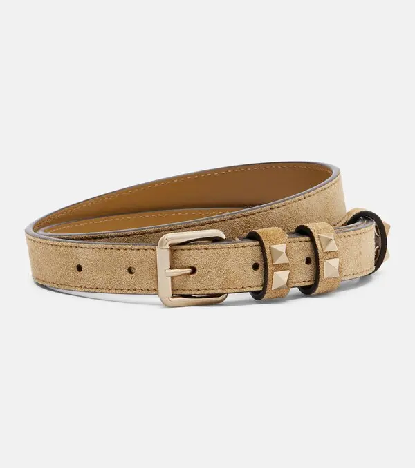 Valentino Garavani Rockstud Suede Belt - Beige