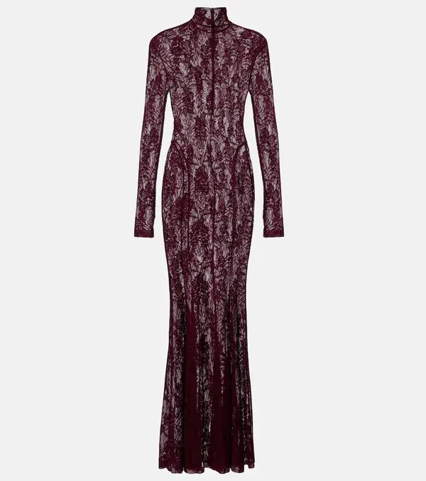 Norma Kamali Lace Turtleneck Gown