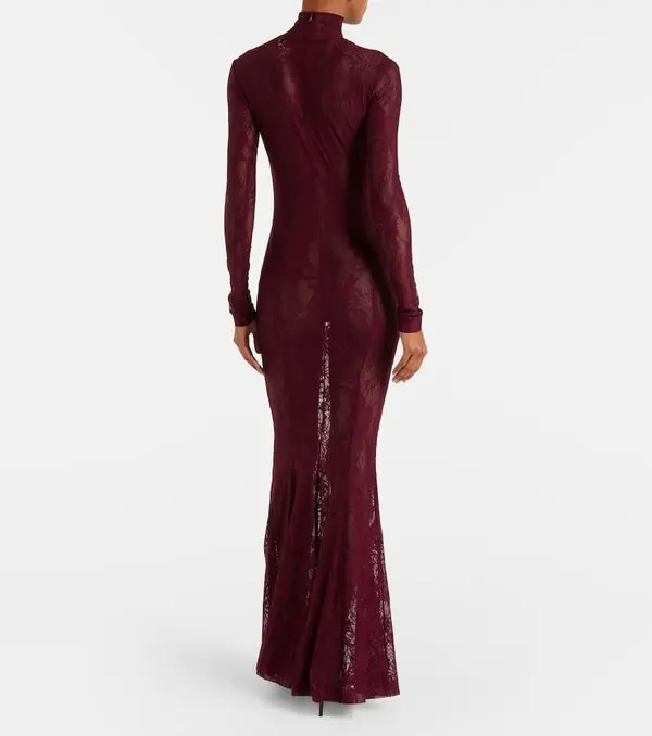 Norma Kamali Lace Turtleneck Gown