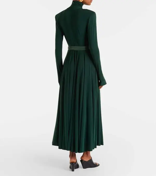 Norma Kamali Belted Pleated Midi Dress