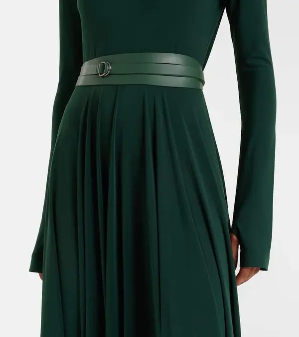 Norma Kamali Belted Pleated Midi Dress