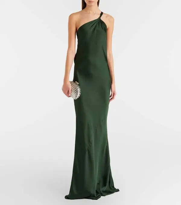 Norma Kamali One-shoulder Satin Gown