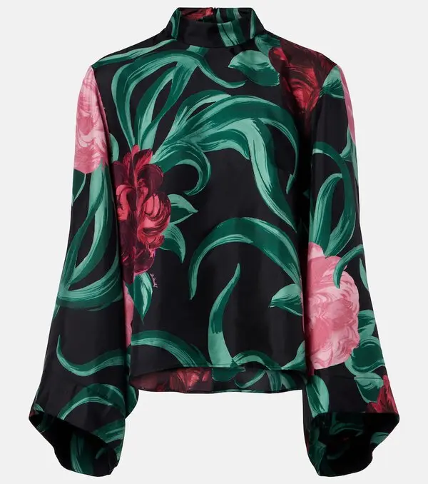 La DoubleJ Floral Silk Twill Top - Multicoloured