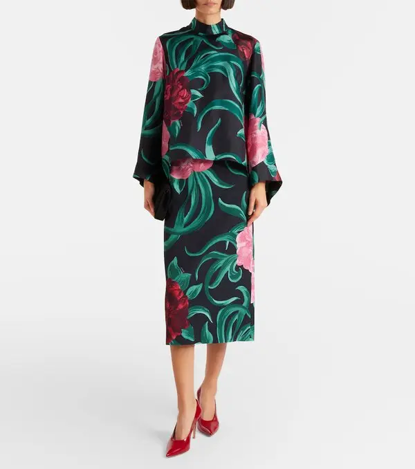 La DoubleJ Floral Silk Twill Top - Multicoloured