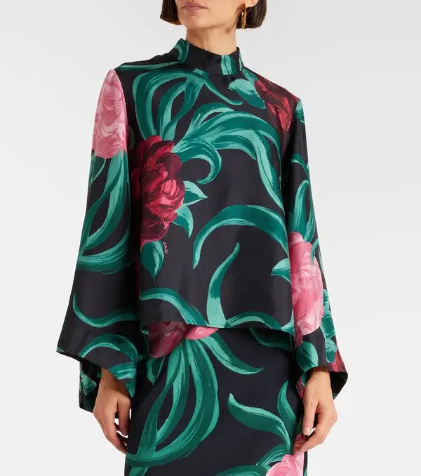 La DoubleJ Floral Silk Twill Top - Multicoloured