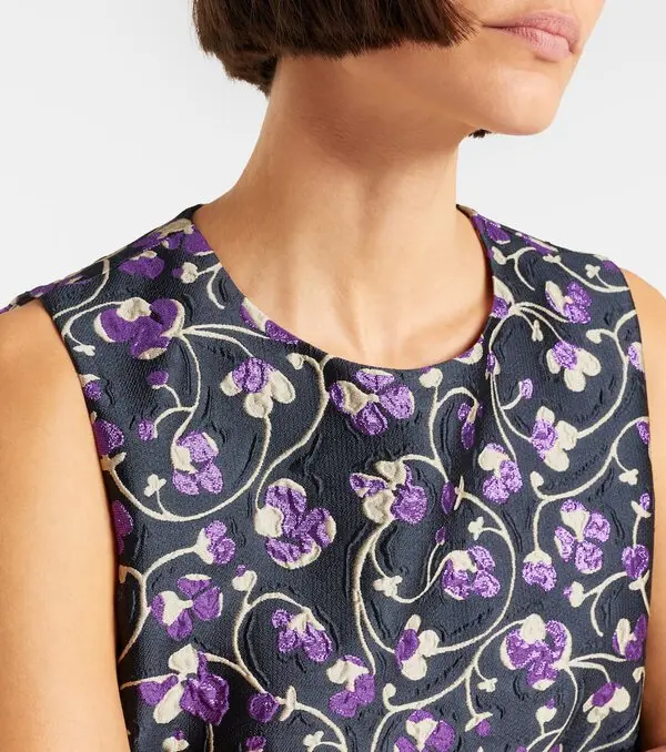 La DoubleJ La Scala Feather-trimmed Jacquard Top - Multicoloured