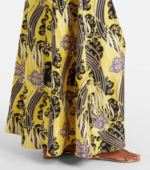 La DoubleJ Belle Cutout Printed Silk Maxi Dress