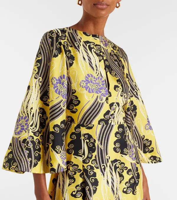 La DoubleJ Belle Cutout Printed Silk Maxi Dress