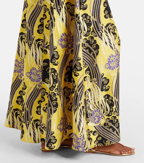 La DoubleJ Belle Cutout Printed Silk Maxi Dress